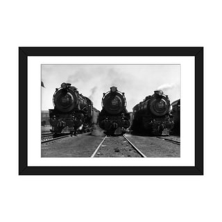 iCanvas "1930s Head-On Shot Of Three Steam Engine Train Locomotives On ...