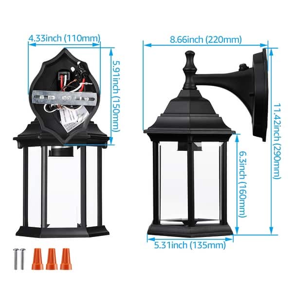 Dusk to Dawn Sensor Outdoor Wall Lanterns, Exterior Wall Light Fixture ...