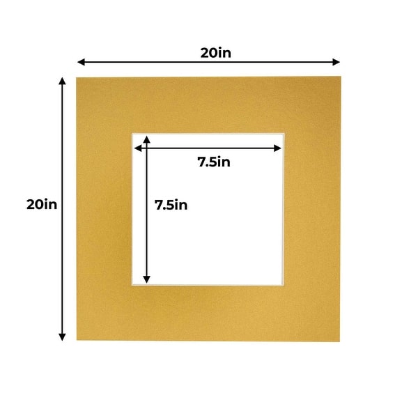 8x8 Mat for 20x20 Frame - Precut Mat Board Acid-Free Metallic Gold 8x8 ...