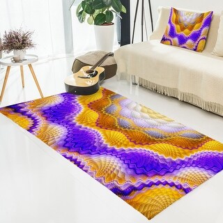 Designart 'Blue Yellow Snake Skin Flower' Abstract Area Rug - Bed Bath ...