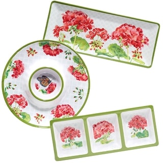 Certified International Geraniums Melamine 3 Piece Hostess Servware Set ...