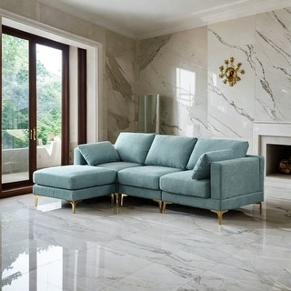 L Shaped 3-Seat Sectional Sofa Couch, Turquoise - Bed Bath & Beyond ...