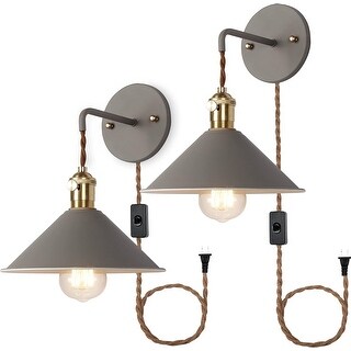 Wall lamp with Plug in Cord of 2 for Bedroom Hanging Wall Lights - Bed ...