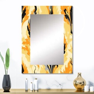 Designart "Yellow And Black Vintage Ikat Nostalgia" Ikat Yellow Wall ...