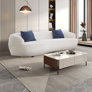 86.61in 3 Seater Modern Curved Upholstered Fabric Sofa Courch - Bed ...