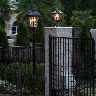Gama Sonic Windsor Bulb Black Modern Solar Landscape Lamp Post Light ...