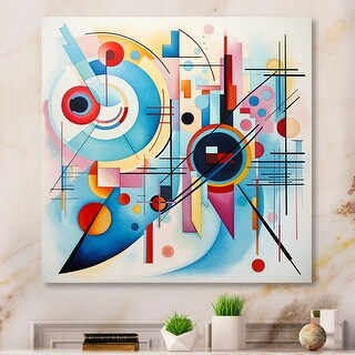 Designart "Blue And Pink Abstract Geometric Vision V" Abstract ...