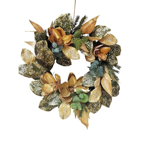 24" Gold Magnolia Wreath - 24 Inches - Bed Bath & Beyond - 36060565