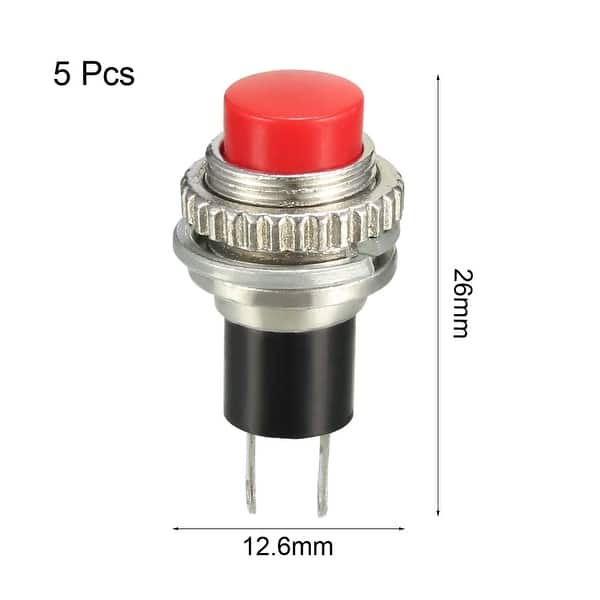 10mm Mounting Hole Red Momentary Push Button Switch SPST NO 5pcs - red ...
