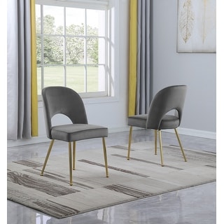 Best Quality Furniture Upholstered Open Back Gold Leg Dining Chair ...