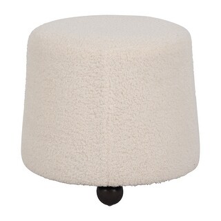 Knobby Feet 15" Boucle Ottoman, Ivory, Round, 15"H, Solid - Bed Bath ...