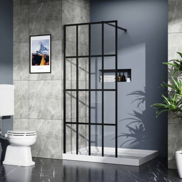 34" X 72" Shower Door Walk-in Black Finish - Bed Bath & Beyond - 37531690