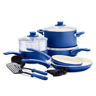 Healthy Ceramic Nonstick 12 Piece Cookware Pots and Pans Set, PFAS-Free ...