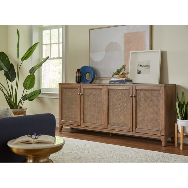 Contemporary 80" Console with with Rattan doors, TV Stand, Accent ...