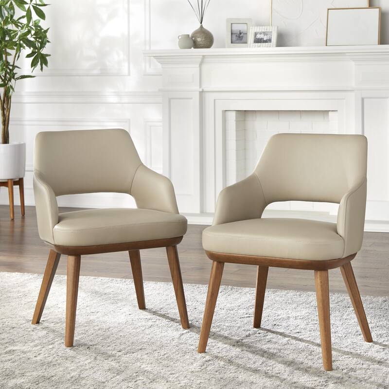 Lifestorey Jodie Leather Armchair (Set of 2) - Overstock - 43876332