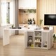 82.7"Kitche Island Table Side Storage Cabinet Dining Table Workstation ...