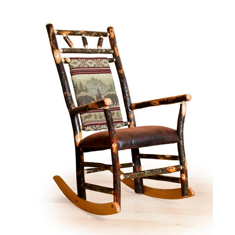 Hickory Log Straight Back Rocker - Overstock - 33634235