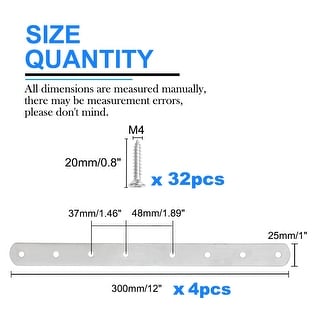 Straight Brackets Stainless Steel 300mm Flat Brace Fastener Bracket w ...
