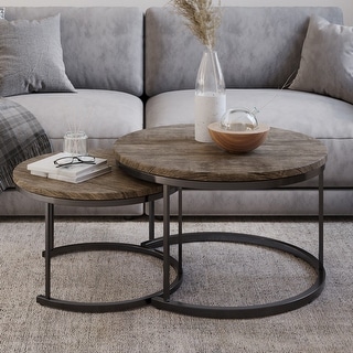 Round Coffee Table Set - 2-Piece Nesting Tables by Lavish Home (Gray ...