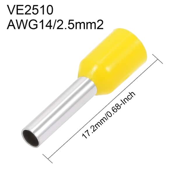 VE2510 Insulated Pin End Wire Connector Crimp Terminal AWG14 300Pcs ...