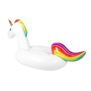 Rainbow Large Unicorn Children's Inflatable Swimming Pool Float - Bed ...