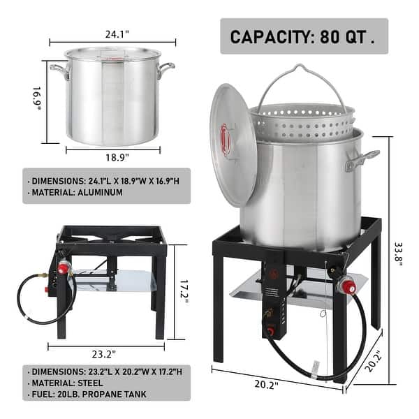 FEASTO 80QT Aluminum Boil Kit for Seafood Boiler and Steamer - Bed Bath ...
