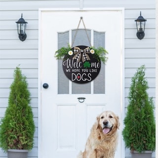 Round Wooden Welcome Front Door Round Wood Sign Hanging - Bed Bath ...