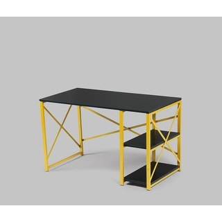 Gold Metal Frame Student Desks Shelves Writing and Workstation Computer ...