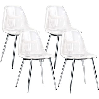 Modern Plastic Shell Accent Side Chairs with metal Legs, Transparent ...