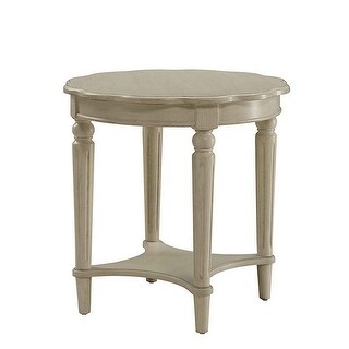 Fordon Round End Table, Scalloped Top, Antique White - Bed Bath ...