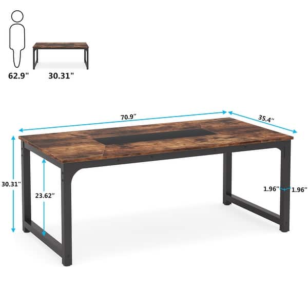 70.87 x 35.4 inch Large Computer Desk Executive Office Desk - Rustic ...