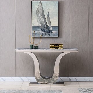 Modern Rectangular Marble Console Table - Bed Bath & Beyond - 36308876