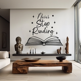 Library vinyl wall art decals, book shelves decor, library wall decal ...
