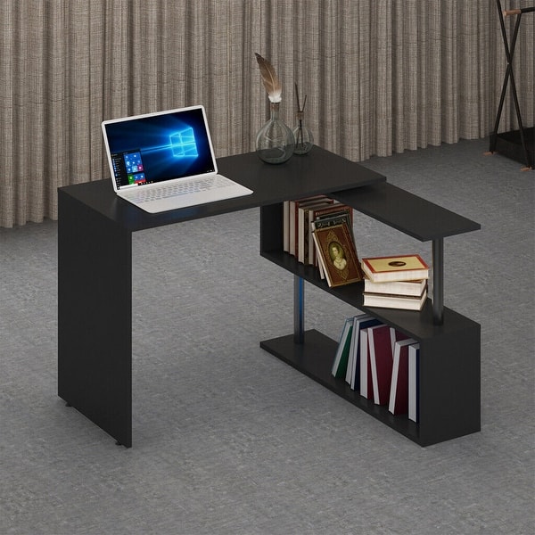 L-Shaped Industrial Computer Desk Office Desk Black - Bed Bath & Beyond ...