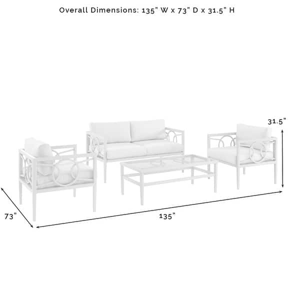Ashford 4Pc Outdoor Metal Conversation Set - 73"x135"x31.5" - Bed Bath ...