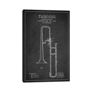 iCanvas "Trombone Charcoal Patent Blueprint" by Aged Pixel Canvas Print ...
