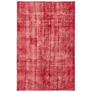 ECARPETGALLERY Hand-knotted Color Transition Dark Red Wool Rug - 5'11 x ...