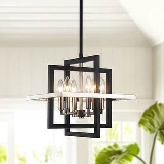 12.99" Wide 6-Light Semi Flush Mount Chandelier, Industrial Style ...