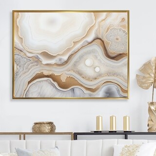Designart "Beige And Gold Stone Geode Scenery Minimalism " Stone Geode ...