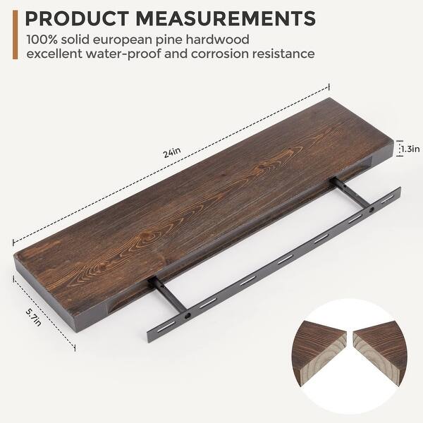 Handcrafted European Pine Natural Rustic Wooden Floating Shelves Wall ...