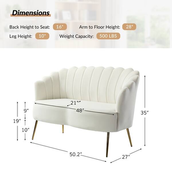 Monica Modern Upholstered 52'' Velvet Tufted Back Sofa Loveseat with ...