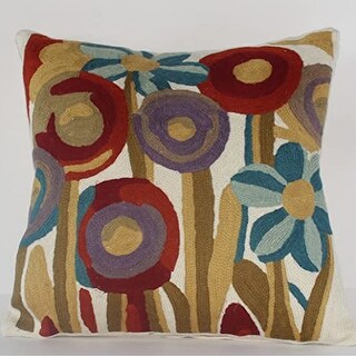 Hand Embroidered Merino Wool Throw Pillow … - Bed Bath & Beyond - 36290477