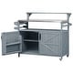 Anmytek Outdoor Kitchen Island Farmhouse BBQ Grill Station Stainless ...