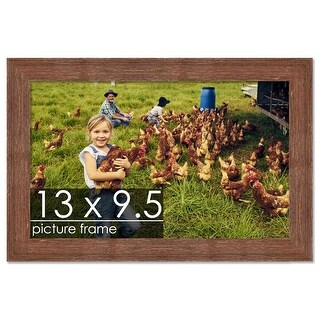 13x9.5 Frame Brown Barnwood Picture Frame with UV Acrylic Glass, Foam ...