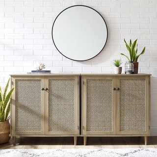 Art Leon Woven Rattan Wicker Doors Accent Cabinet Sideboards - Bed Bath ...