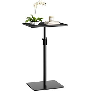 Adjustable Height Side Table with Matte Black Tray, Square Coffee Sofa ...