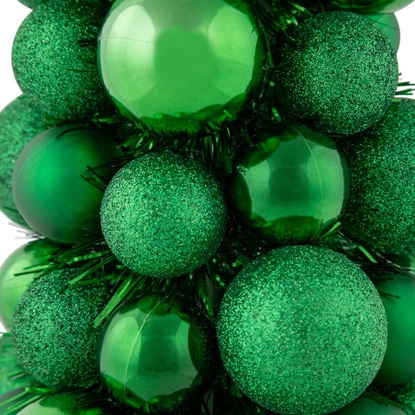 green tree baubles