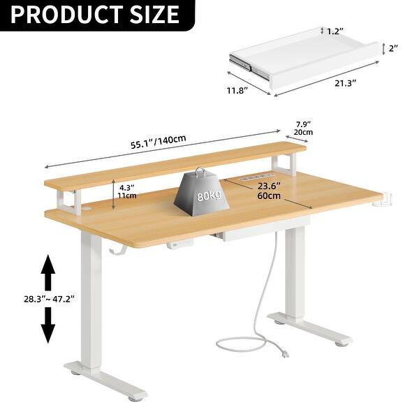 Moasis Height Adjustable Electric Standing Desk LED Lights Office ...