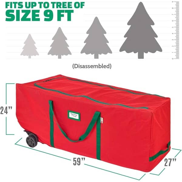 Rolling Christmas Tree Storage Bag For 9 Ft Trees - Tear Proof 600D ...