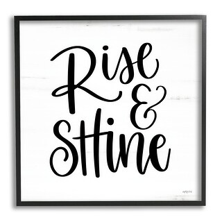 Stupell Rise & Shine Calligraphy Script Rustic Birch Pattern Framed ...